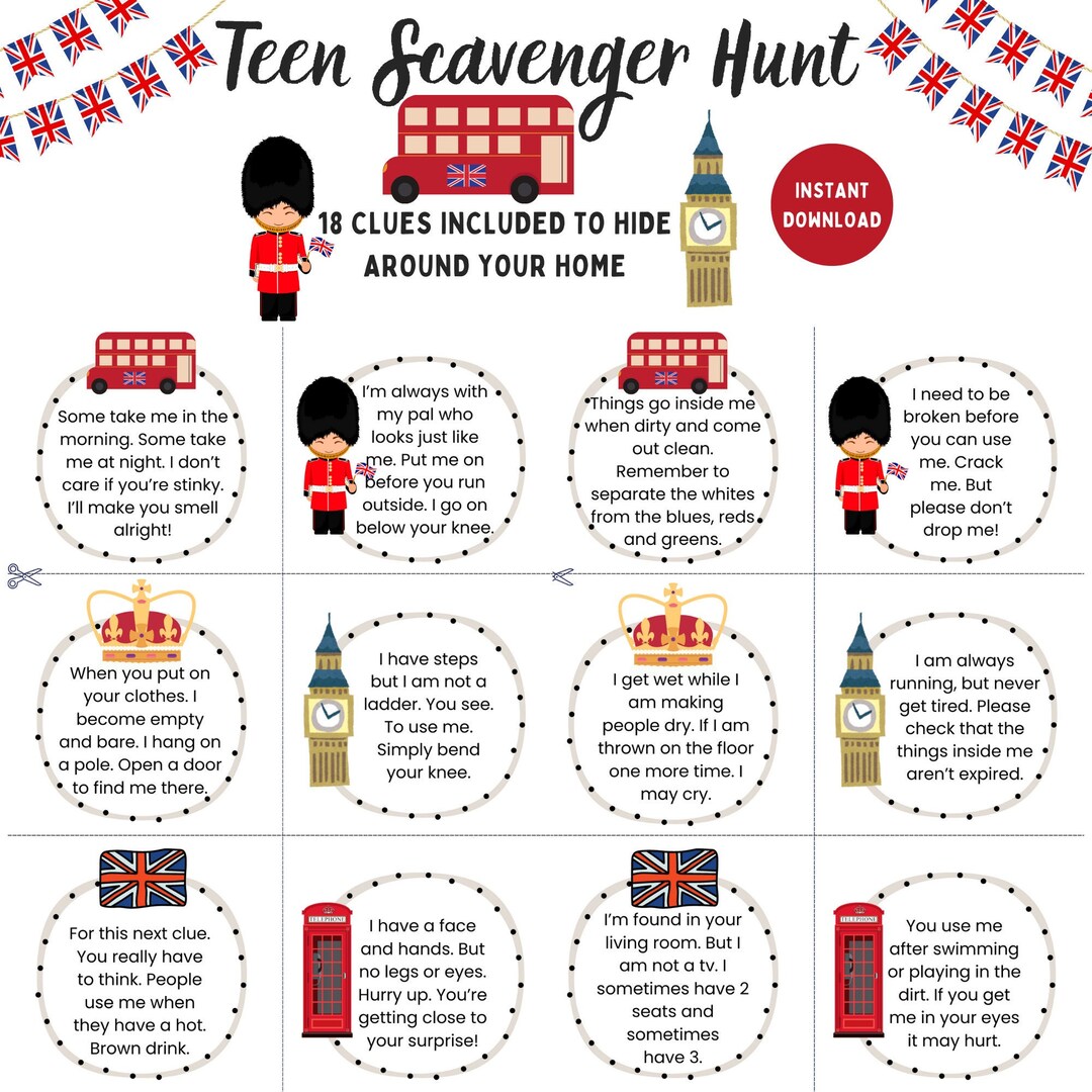 Indoor Teen Scavenger Hunt | Teen and Tween Treasure Hunt | Scavenger ...