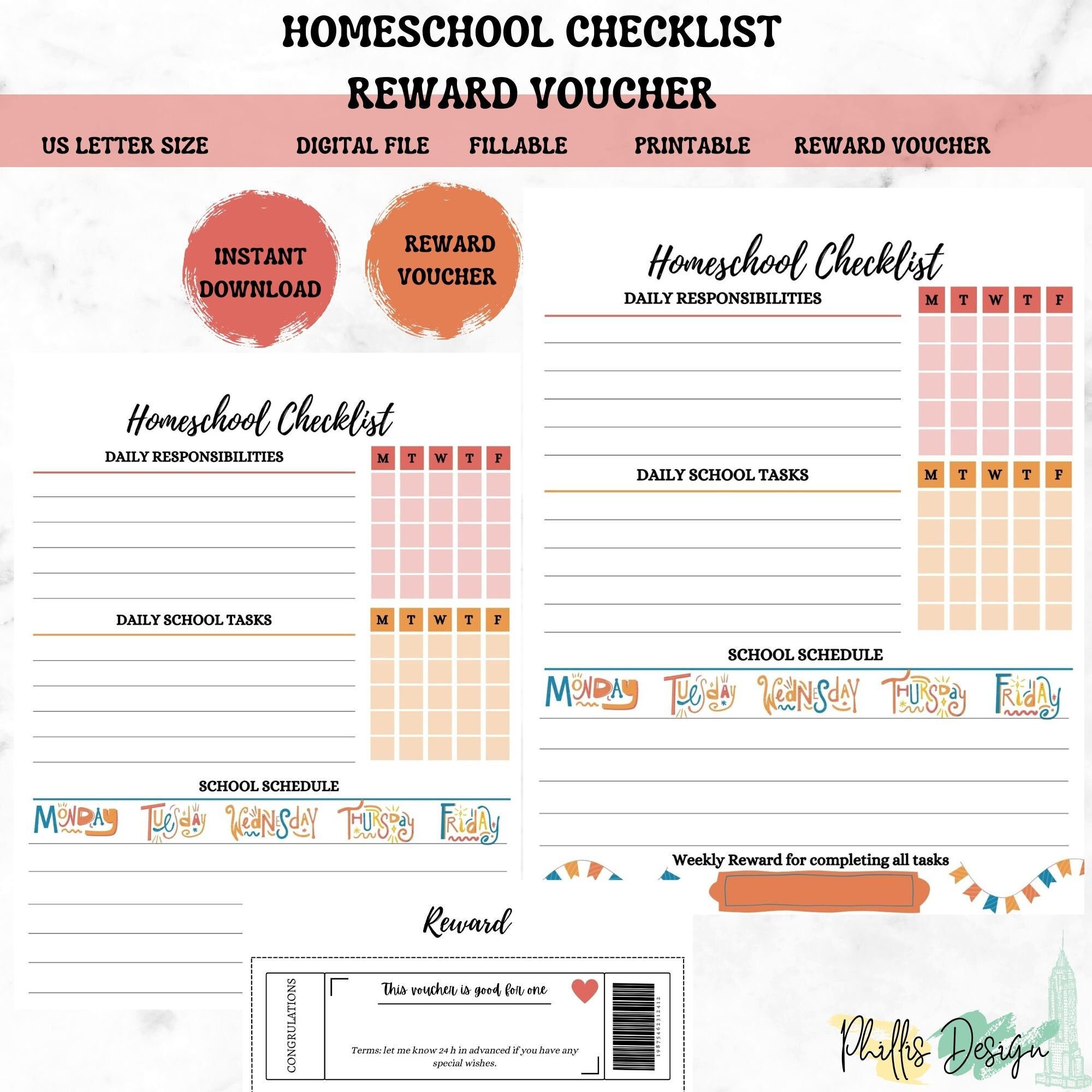 Editable Homeschool Checklist: Daily Schedule Planner (digital Download ...