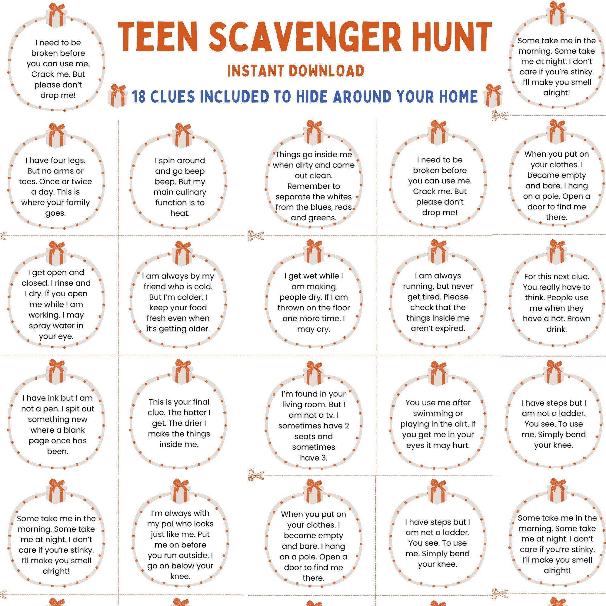 Indoor Teen Scavenger Hunt | Teen and Tween Treasure Hunt | Scavenger ...