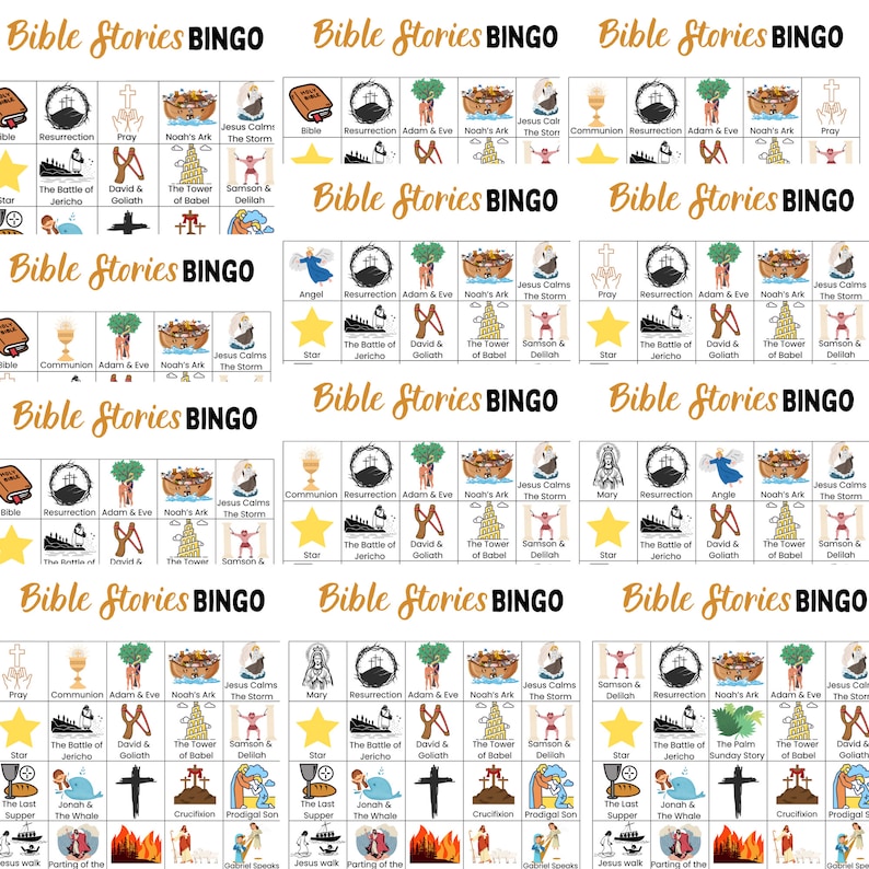 Bible Stories Bingo Game: 30 Printable Cards (digital Download) - Etsy