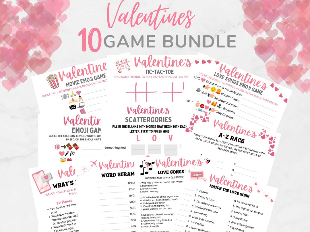 Valentines Day Printable Games | Valentines Games Bundle | Valentines ...