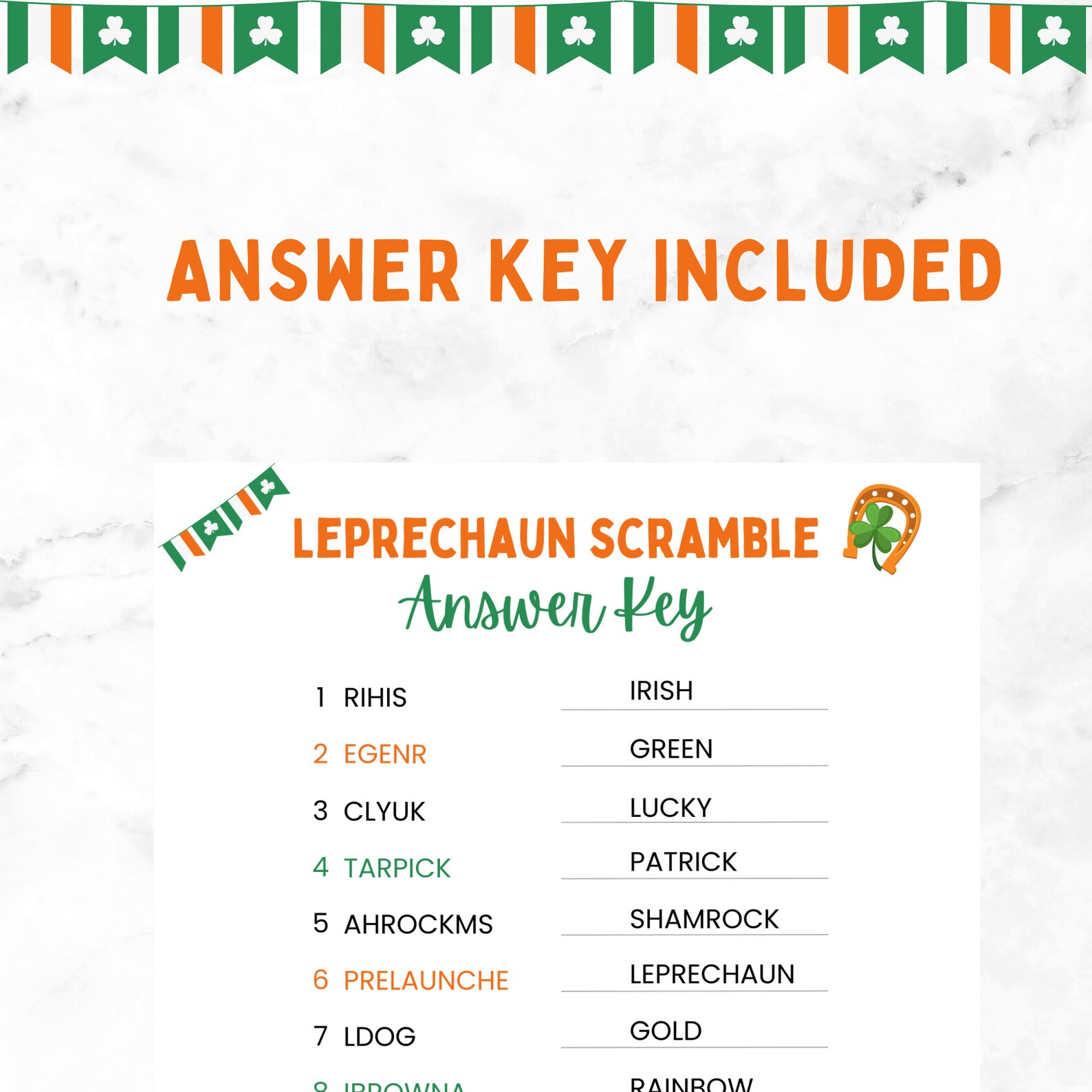 St Patricks Day Word Scramble | Leprechaun Scramble Game | St Patricks ...