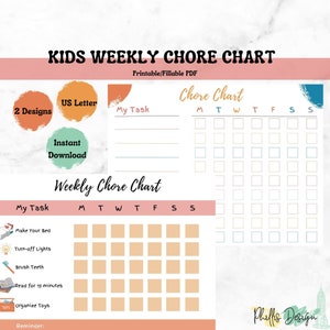 Chore Chart for Kids | Digital Download PDF | Daily Routine Chart for ...