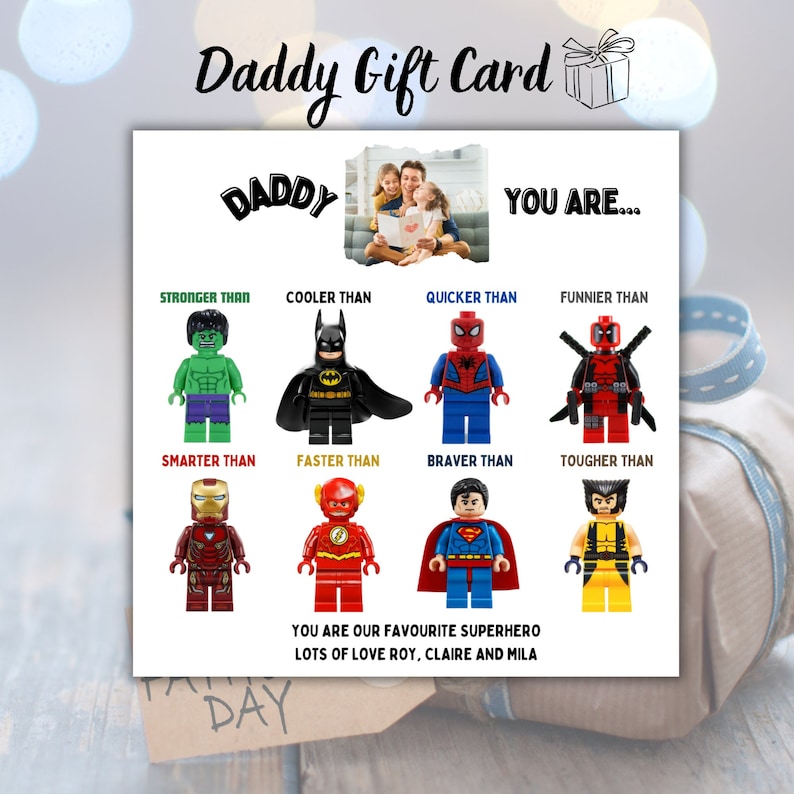 Personalized Superhero Father's Day Card Template (canva) - Etsy