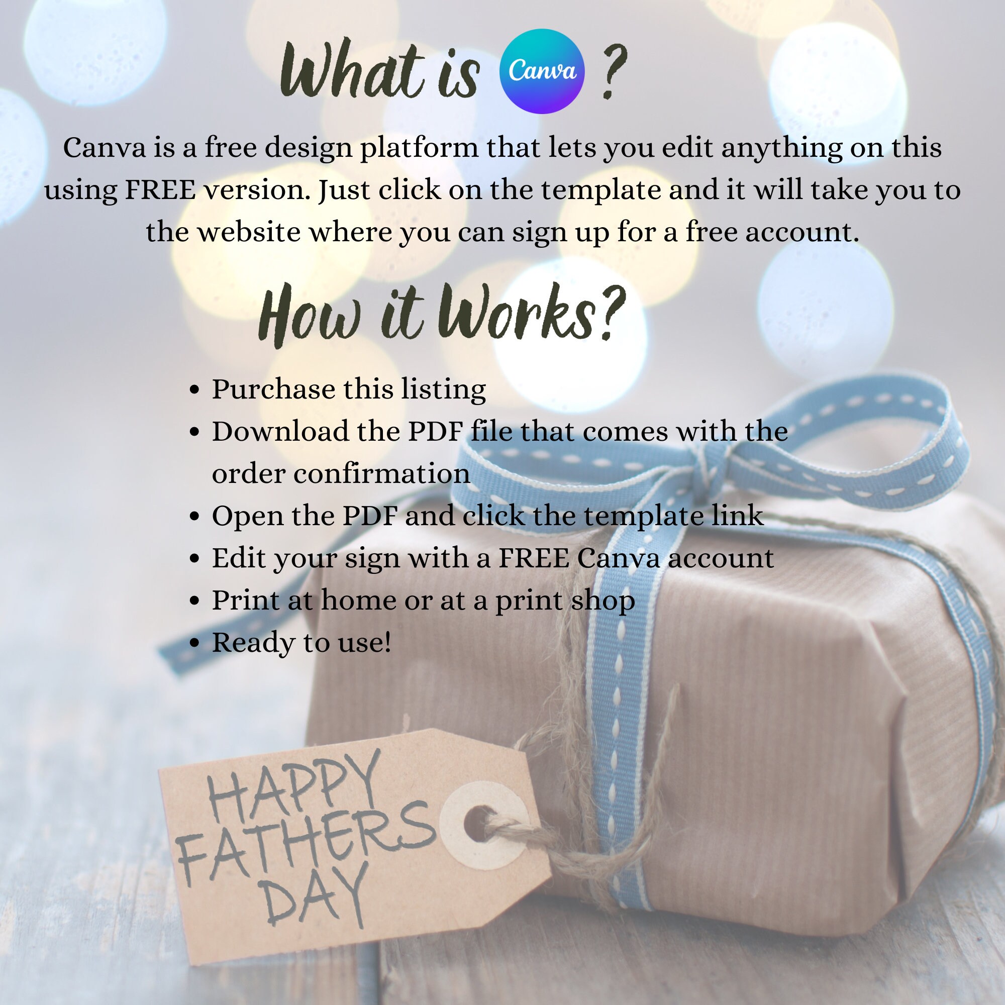 Fathers Day Newspaper Template Canva | Personalized Printable Gifts for ...