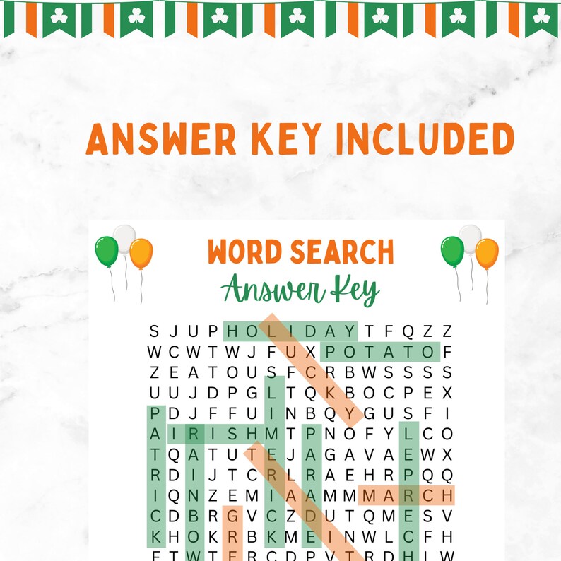 St. Patrick's Day Word Search Game (digital Download) - Etsy