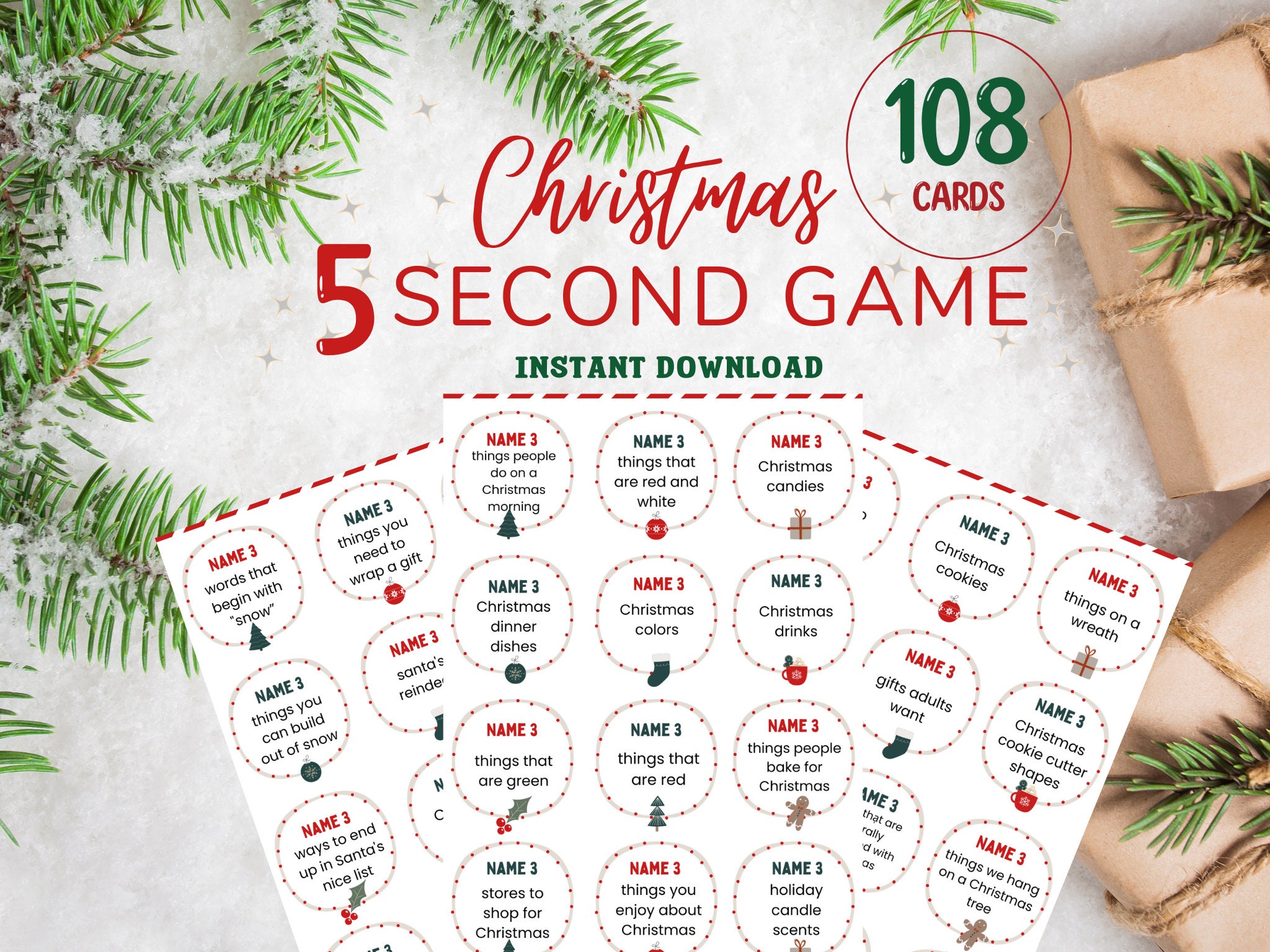 Christmas 5 Second Game | Printable Christmas Game | Christmas Party ...