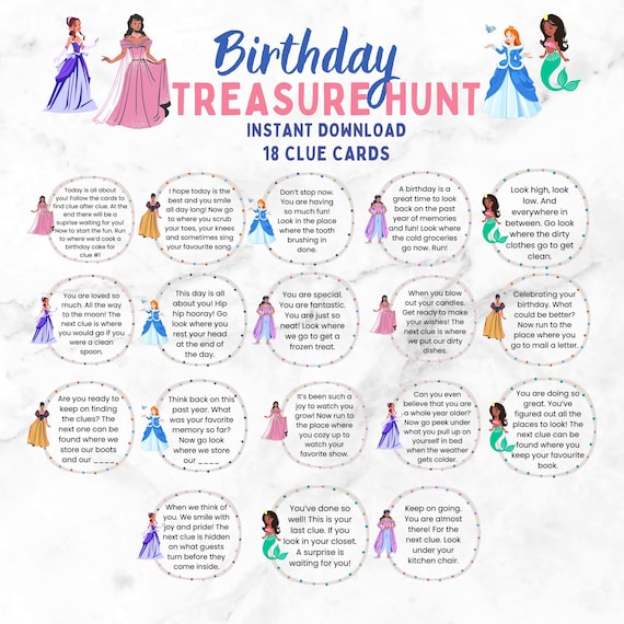 Princess Birthday Printable Games Princess Scavenger Hunt, Magical