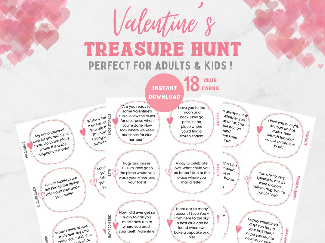 Valentines Day Scavenger Hunt for Kids | Valentines Printable Games for ...