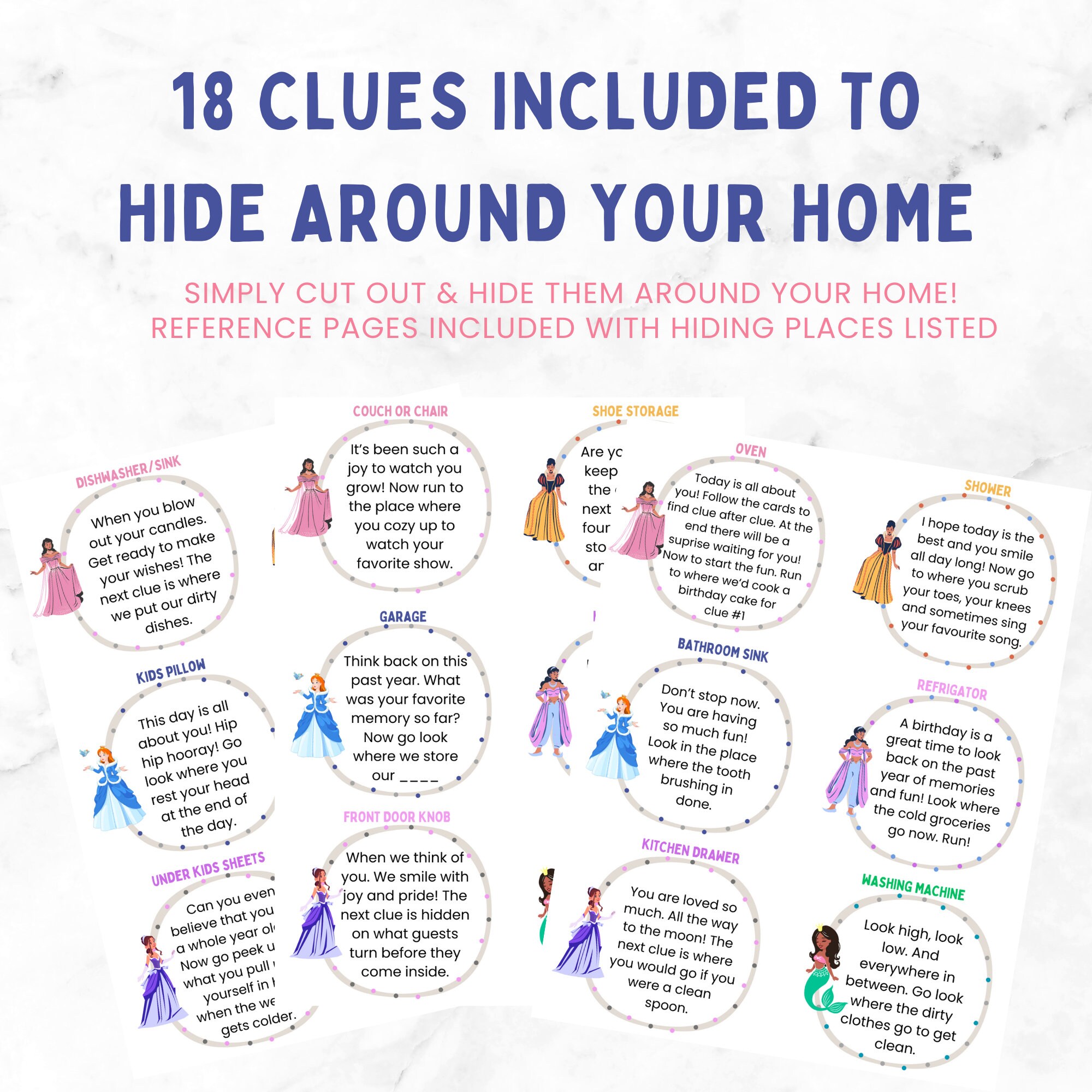 Disney Princess Birthday Scavenger Hunt | Printable Treasure Hunt (PDF ...