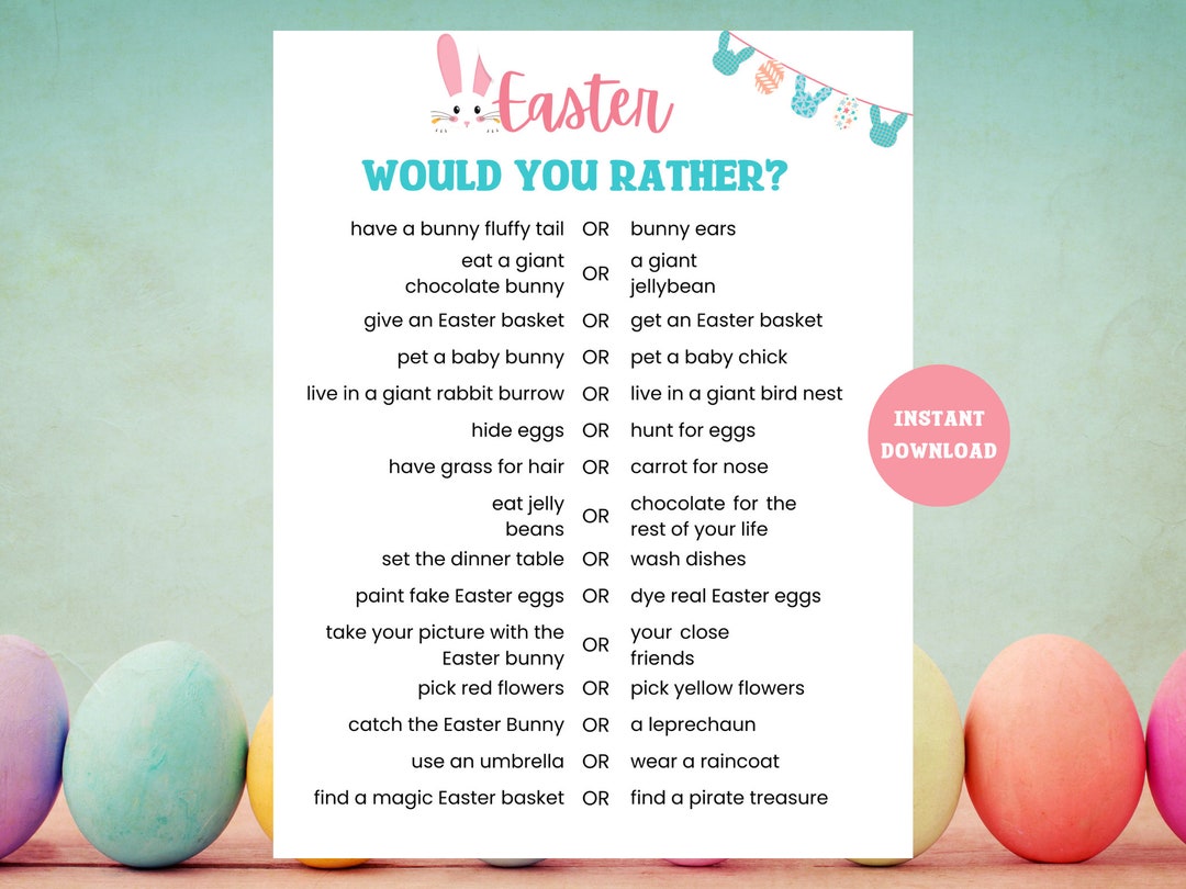 Easter Would You Rather | Printable Easter Game | Easter Activity for ...