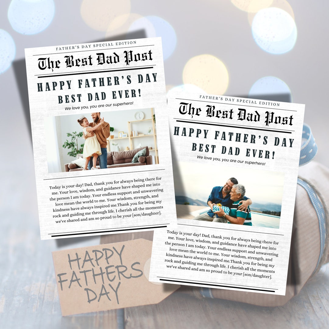Fathers Day Newspaper Template Canva | Personalized Printable Gifts for ...