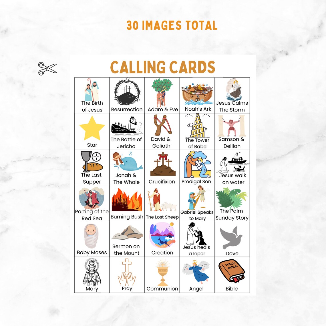 Bible Stories Bingo Game: 30 Printable Cards (digital Download) - Etsy