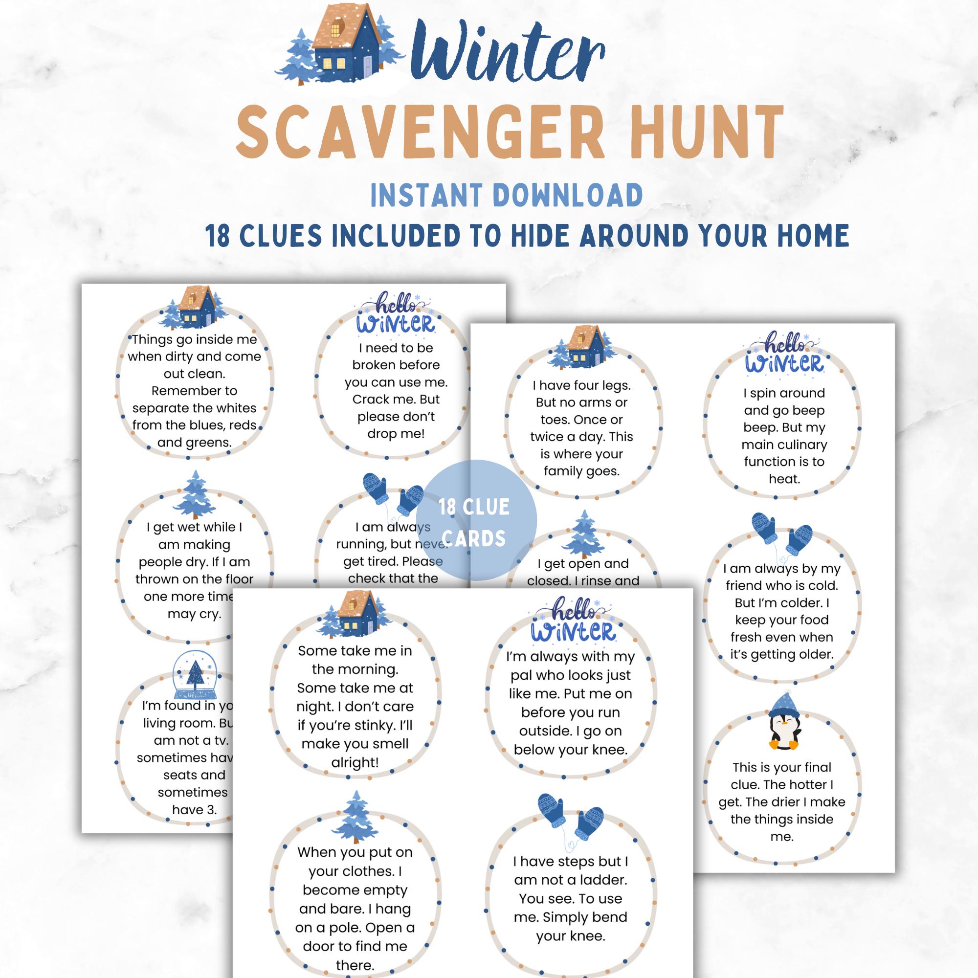 Winter Indoor Scavenger Hunt: Teen & Tween Activity (digital Download ...