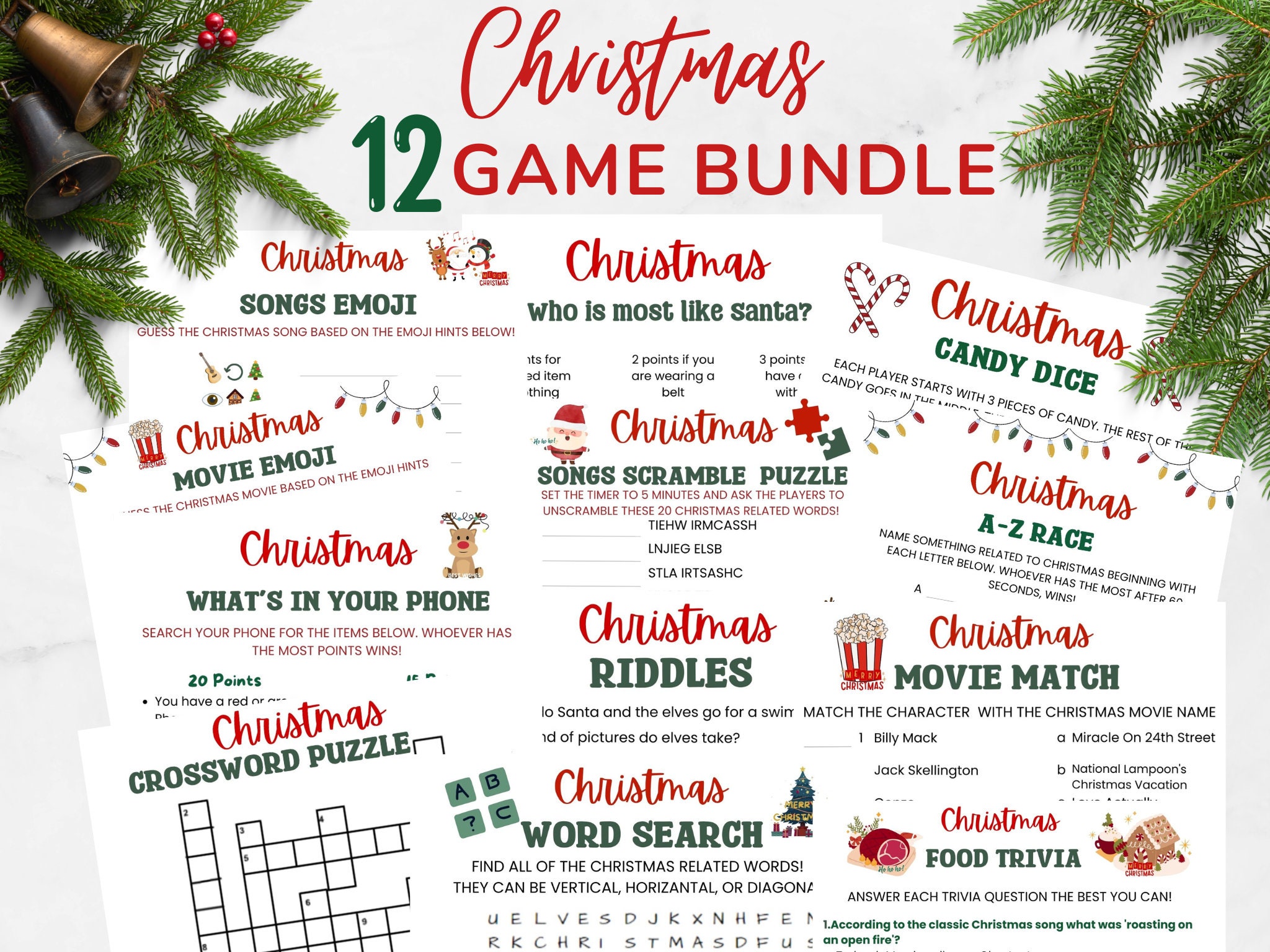Printable Christmas Game Bundle Christmas Party Games Christmas Games ...