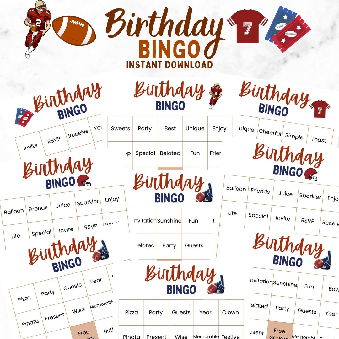 Football Birthday Bingo Game: Kids Party Activity (printable) - Etsy