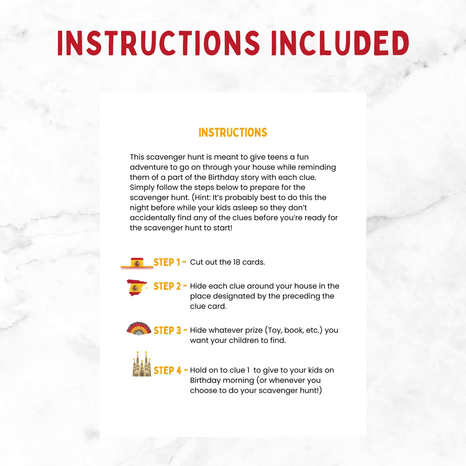 Spain Indoor Teen Scavenger Hunt | Teen and Tween Treasure Hunt ...