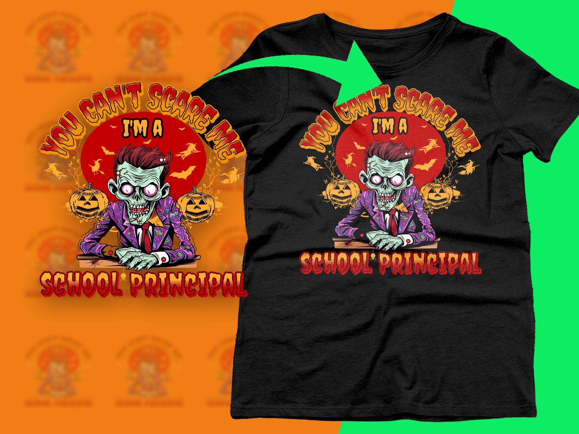 Halloween School Principal Png, 'you Can't Scare Me' Design, Perfect ...