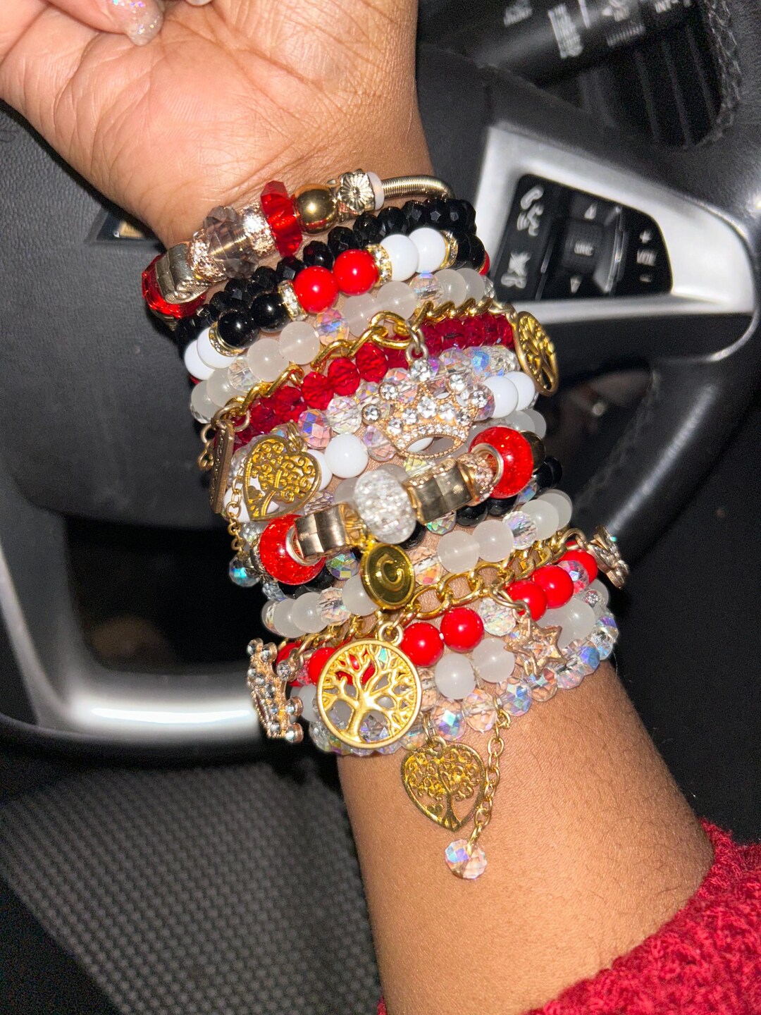 Red and Black Bracelet Jewelry Bundle Charm Bracelet for Women 14pc ...