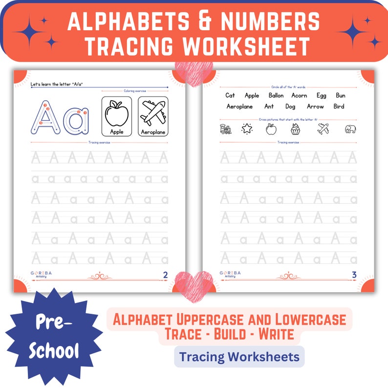 Alphabet & Number Worksheets, ABC Tracing Worksheet for Kids Fun and ...