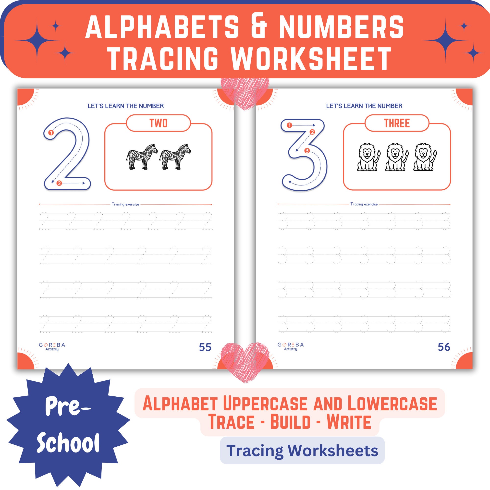 Alphabet & Number Worksheets, ABC Tracing Worksheet for Kids Fun and ...