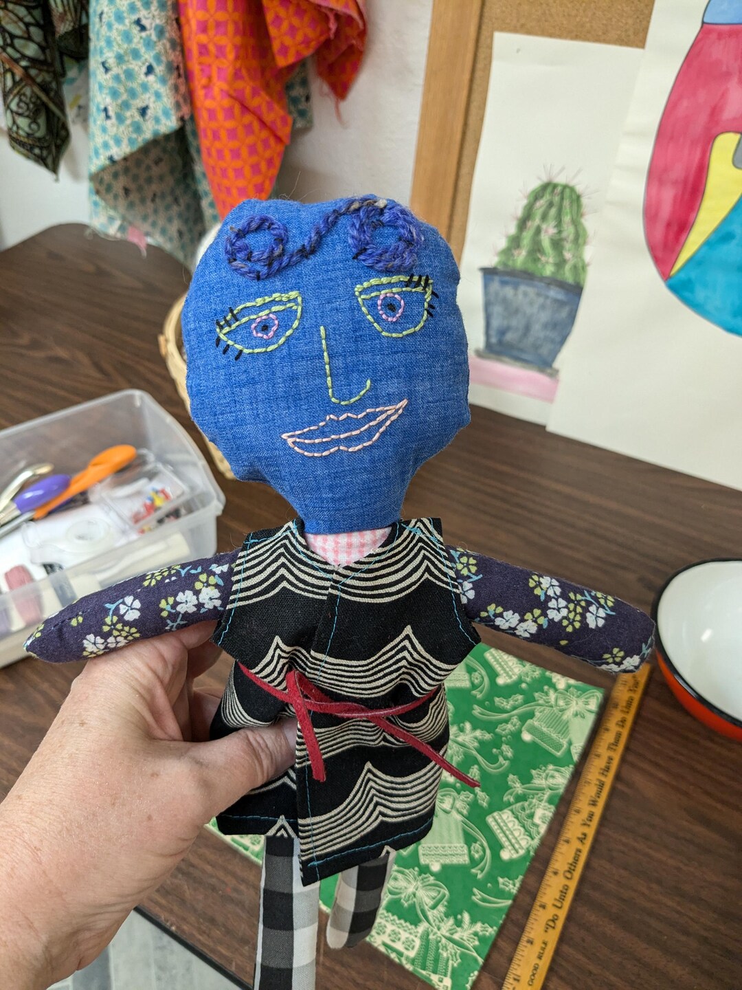 One-of-a-kind, Sewn, Fabric Doll With Coat - Etsy