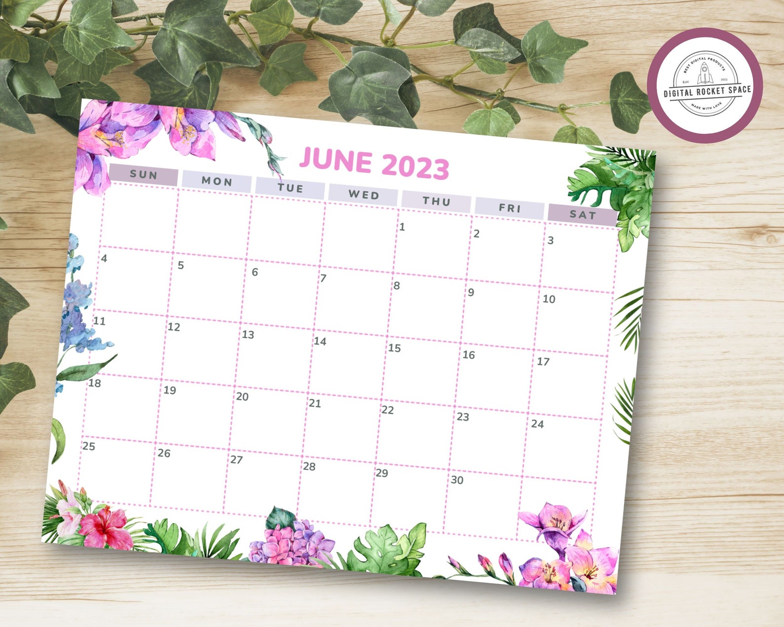 2023 Printable Calendar Landscape Minimalist Monthly Calendar - Etsy