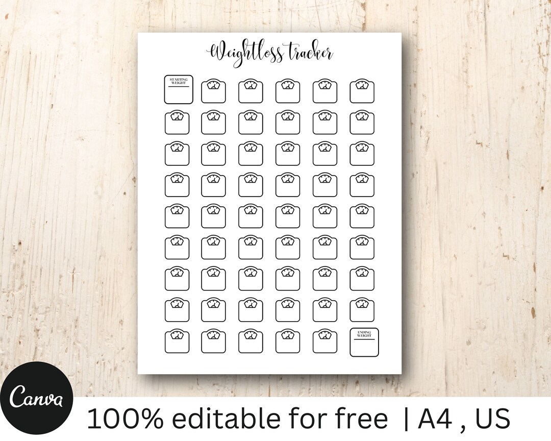 Weight Tracker Printable | Weight Loss Planner | Weight Goal Tracker ...