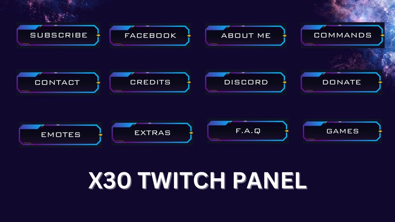 Modern Purple Blue Twitch Stream Package Overlays Panels - Etsy