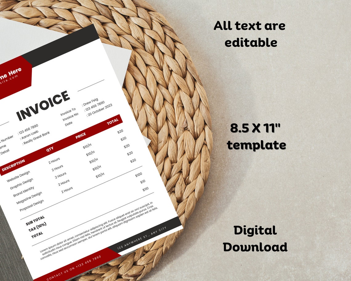 Editable Modern Invoice Template | Small Businesses | Instant Download ...