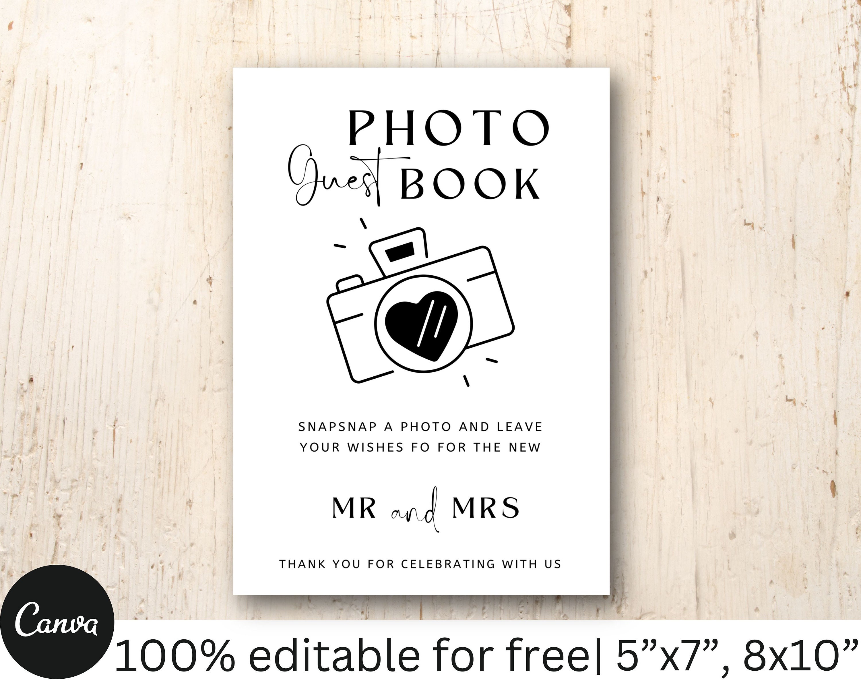 Photo Guest Book Sign | Wedding Photo Guestbook Sign | Printable Photo ...