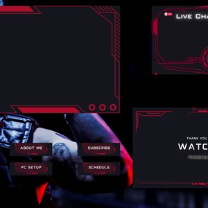 Premium Black and Red Neon Twitch Stream Package | Streamer Graphics ...