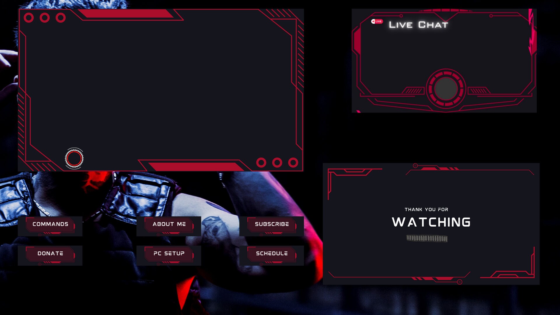 Premium Black and Red Neon Twitch Stream Package Streamer Graphics ...