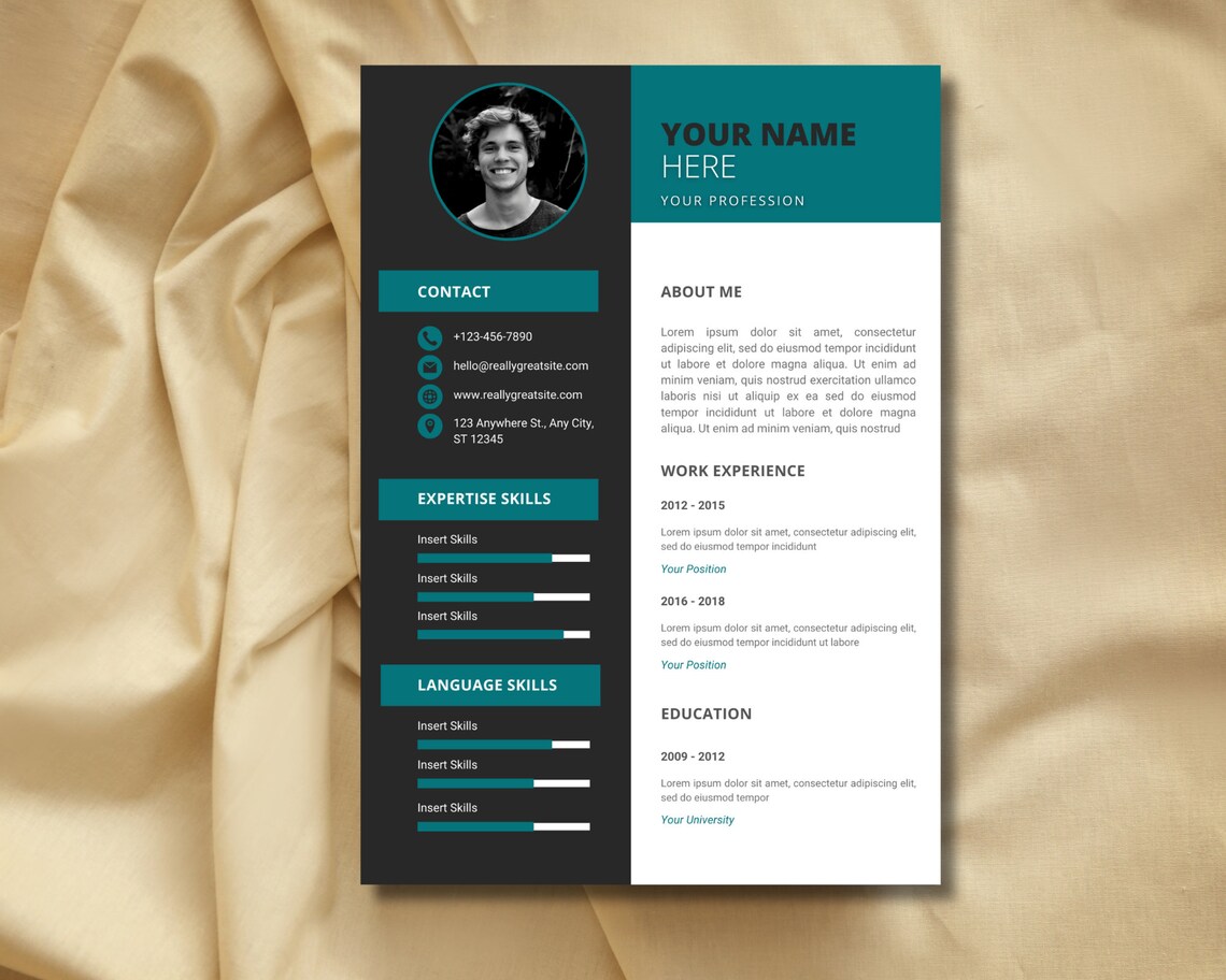 Professional Modern Resume Template for Canva | Editable CV Design ...
