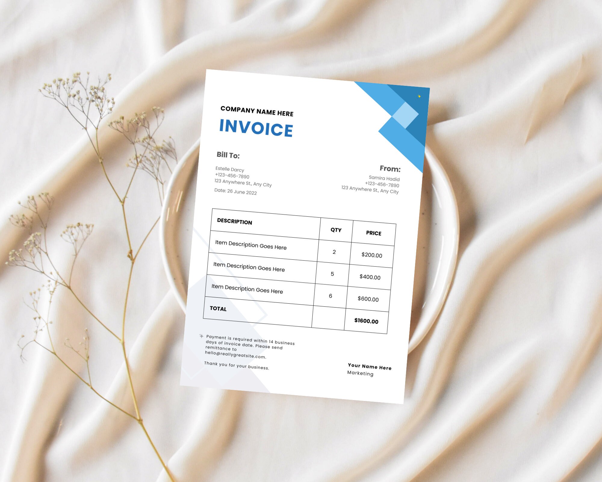 Editable Invoice Template | Small Businesses | Instant Download ...