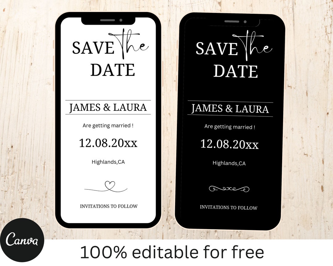 Minimal Save the Date E-invite Template Digital Invite Electronic Save ...