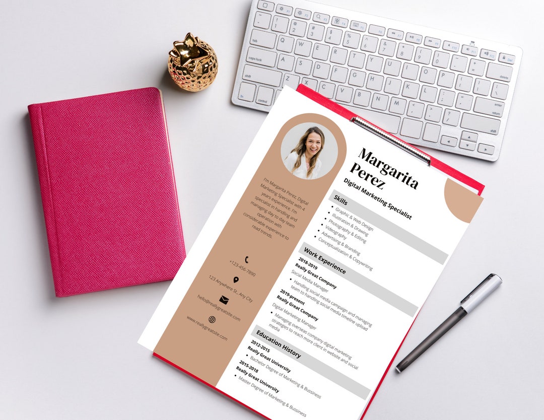 Professional Modern Resume Template for Canva | Editable CV Design ...