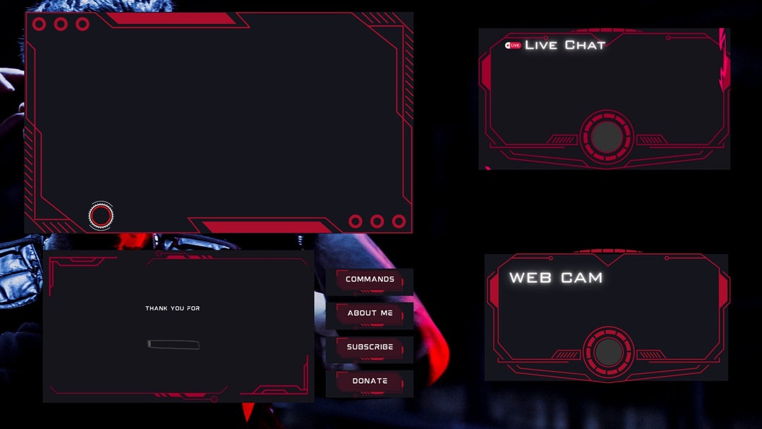 Premium Black and Red Neon Twitch Stream Package | Streamer Graphics ...