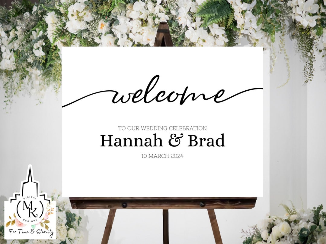 Editable Wedding Welcome Sign- Hannah Set, Monochrome, Customize ...