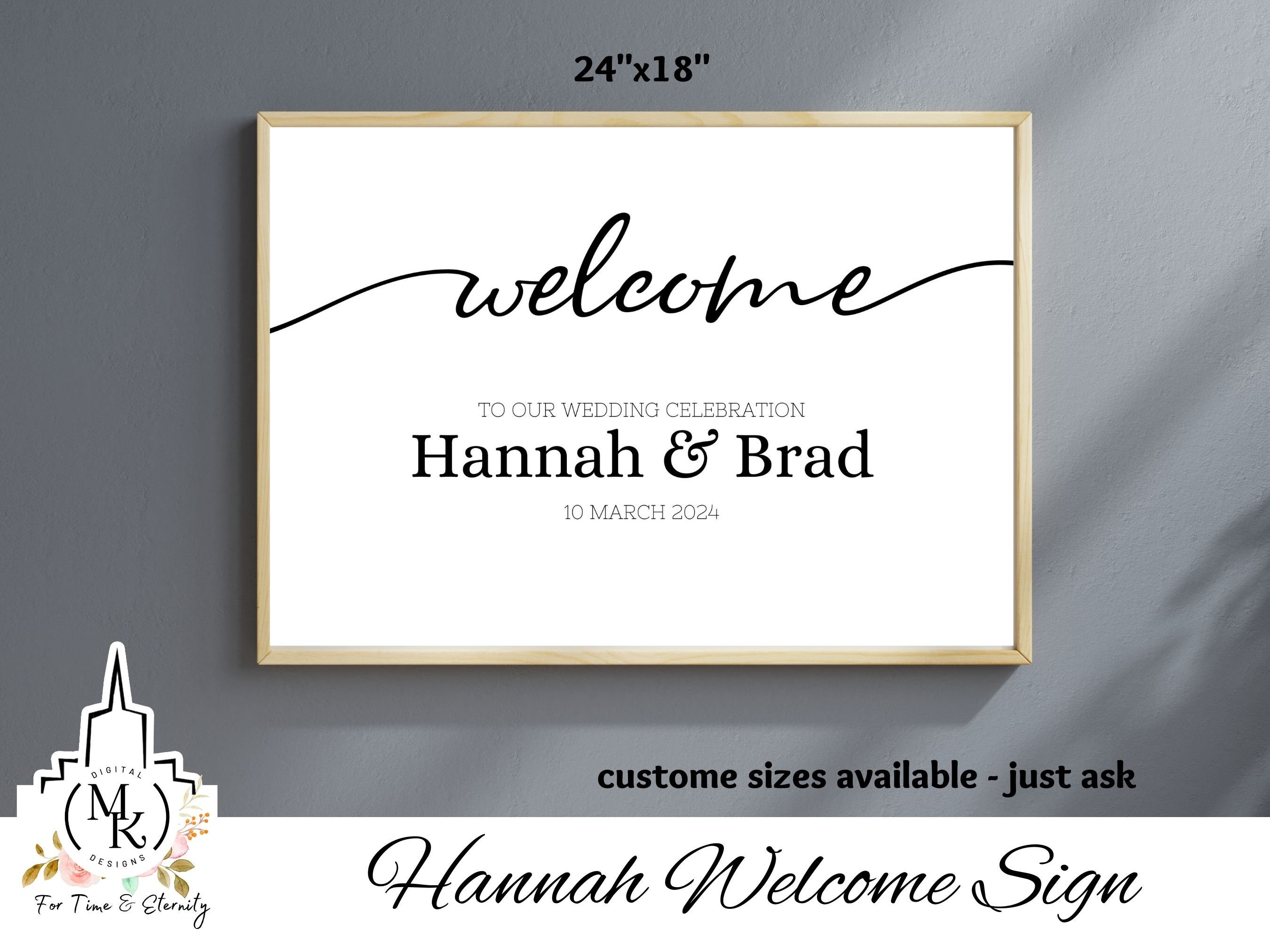 Editable Wedding Welcome Sign- Hannah Set, Monochrome, Customize ...