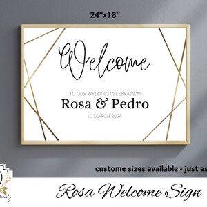 Editable Wedding Welcome Sign - Rosa Set, Gold Lines, Customize ...