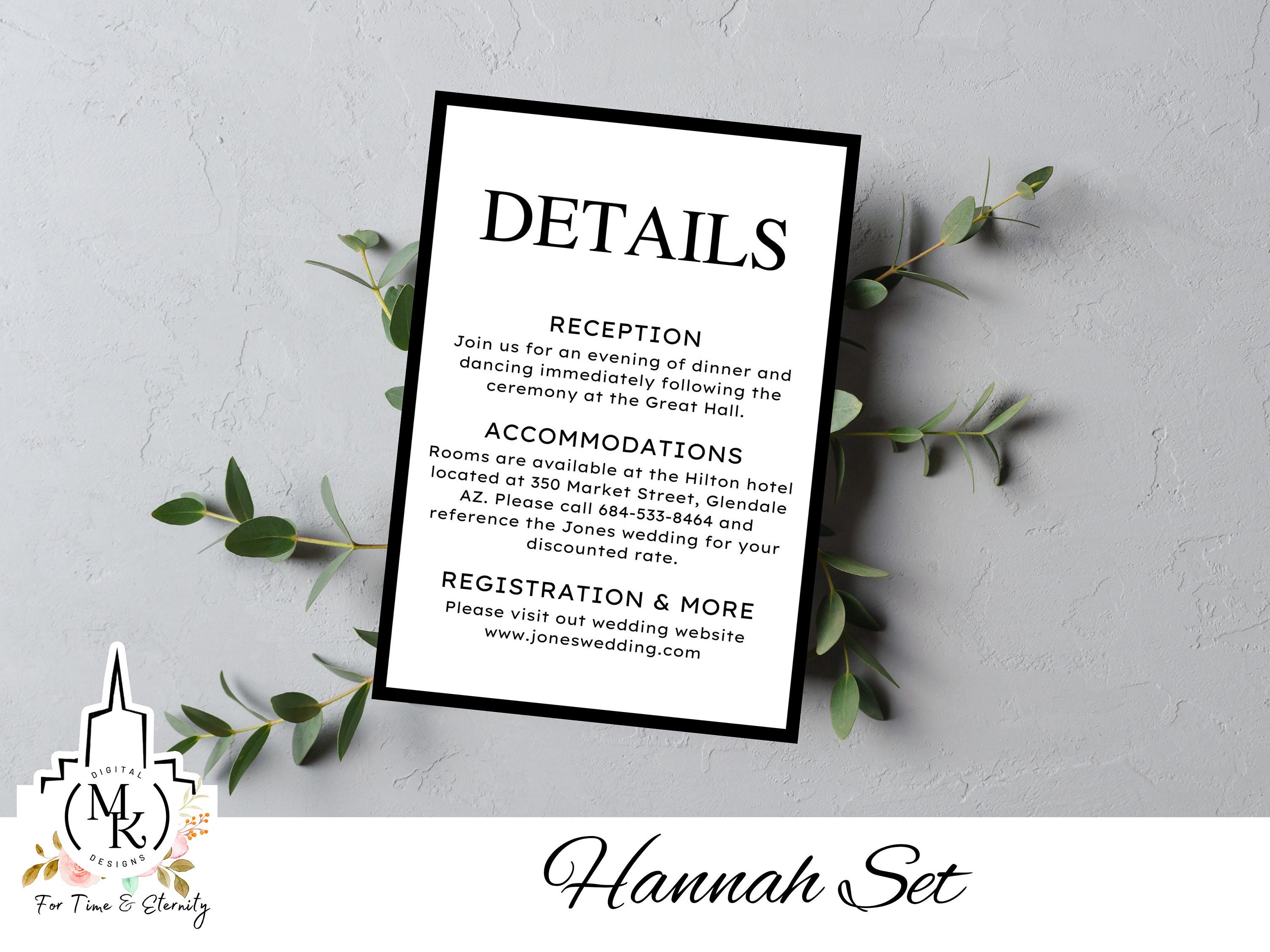 Editable Wedding Invitation Set- Hannah, Marriage Announcement, Save ...