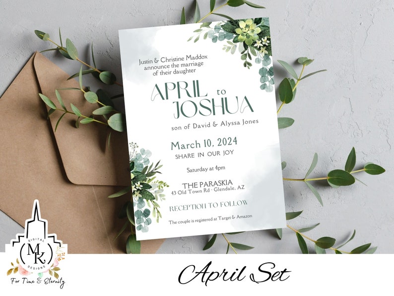 Wedding Invitation Set - April, Marriage Announcement, Save the Date ...