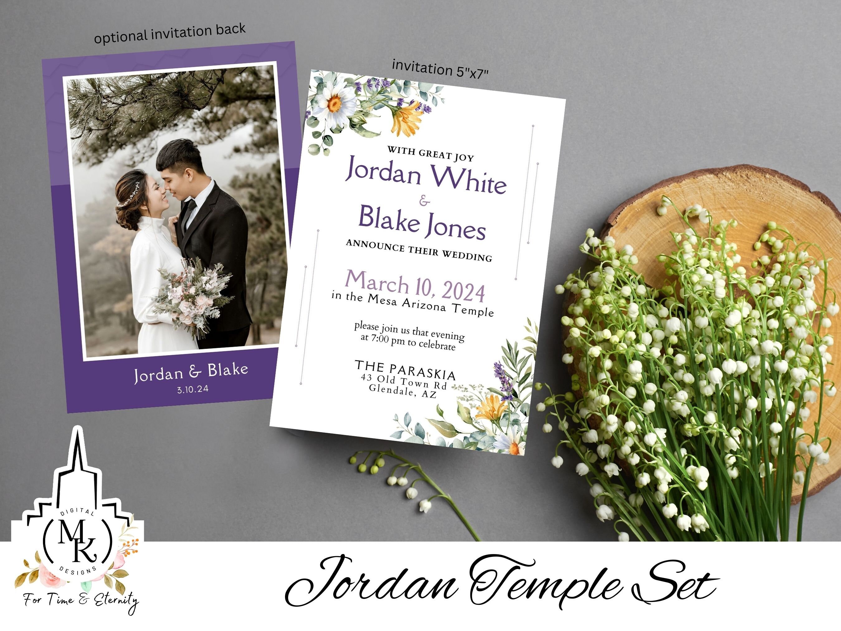 LDS Wedding Invitation Template Jordan Set, Temple Marriage ...