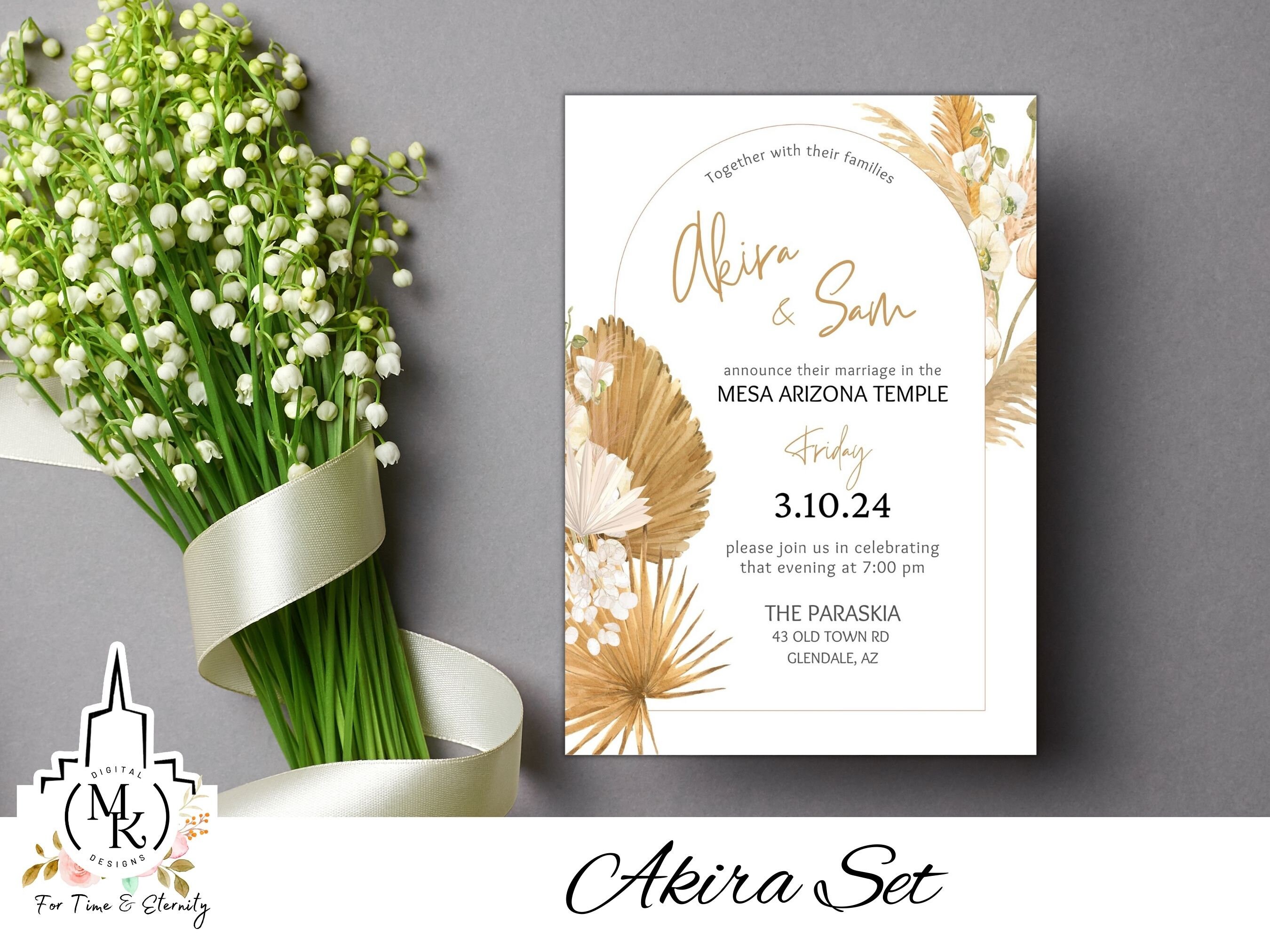 LDS Wedding Announcement Set - Akira Set, Temple Invites, Detail Cards ...