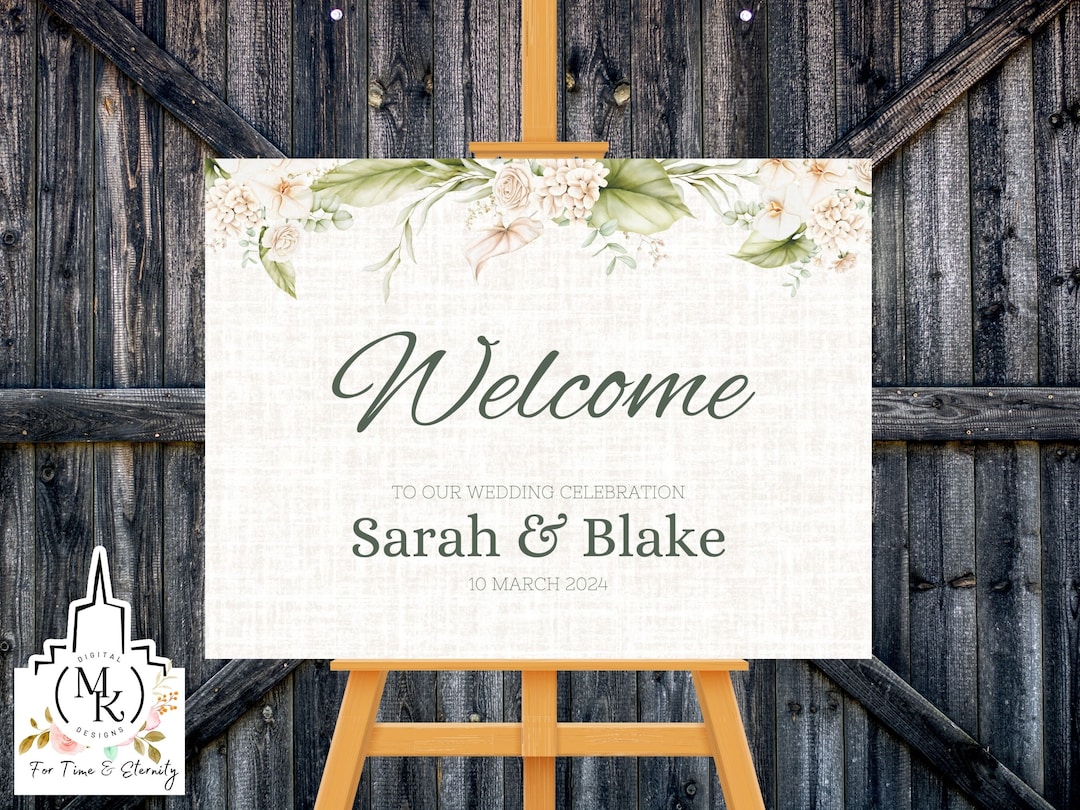 Editable Wedding Welcome Sign - Sarah Set, Floral & Linen Poster ...