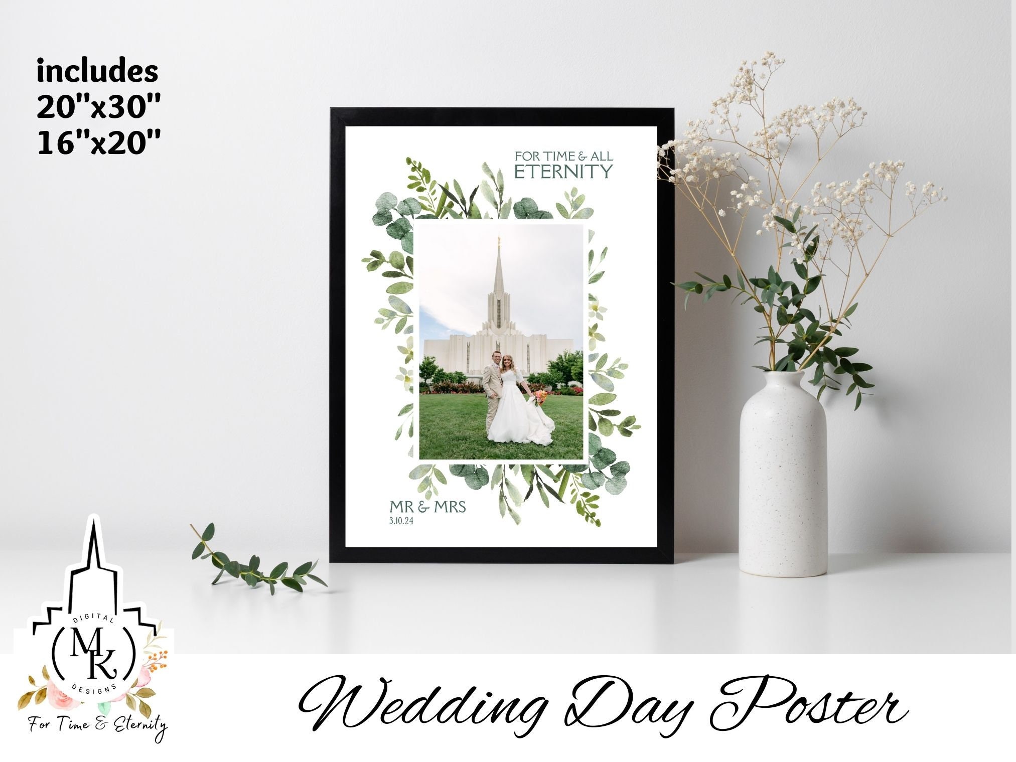 Editable Wedding Day Poster - April Set, LDS - Mr. and Mrs. Photo Signs ...