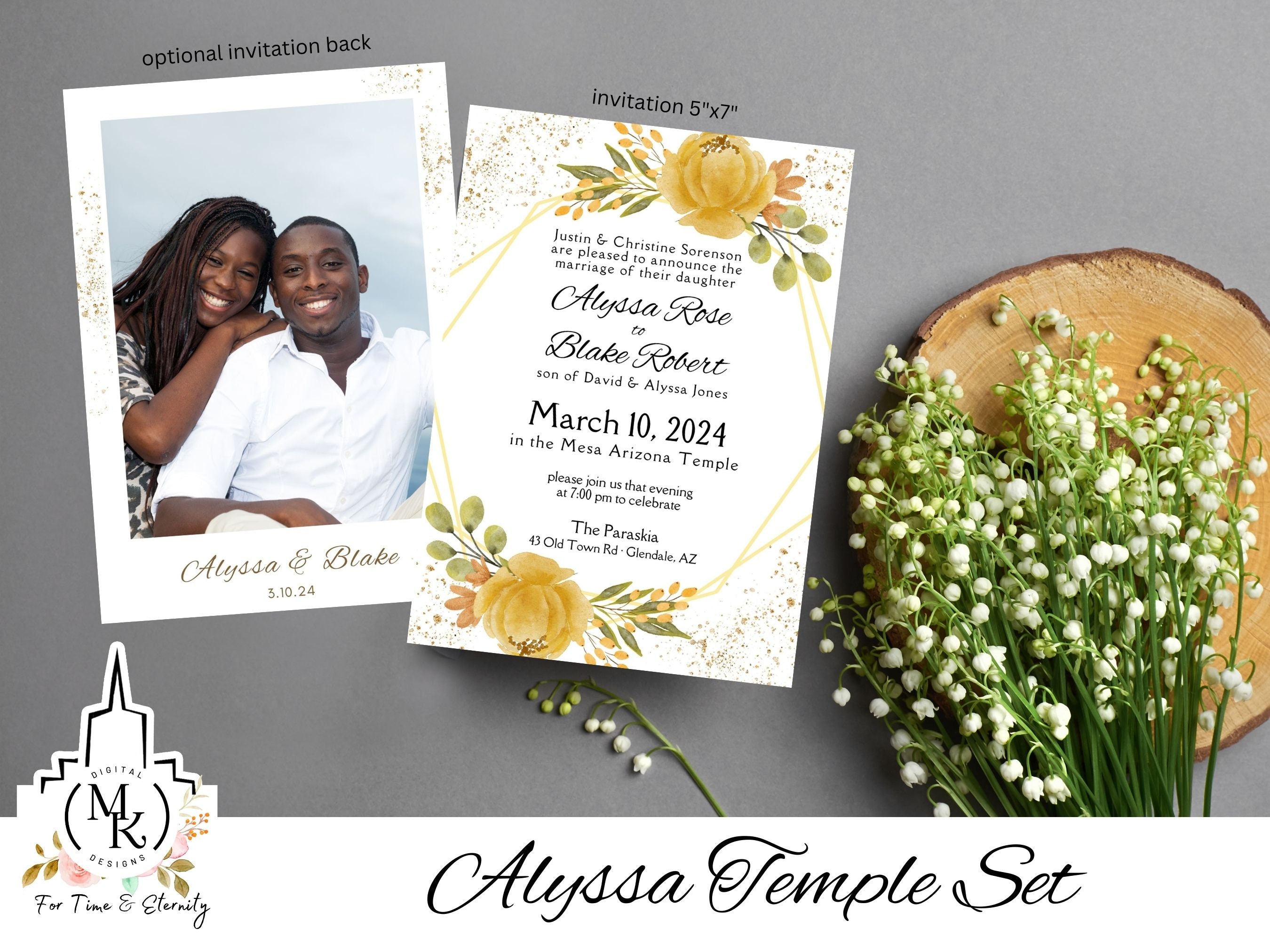LDS Wedding Invitation - Alyssa Set, Temple Marriage Announcement and ...