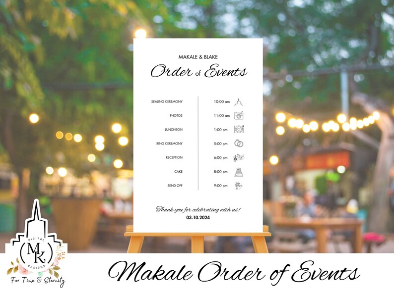 Editable Wedding Order of Events Sign Makale Customize - Etsy