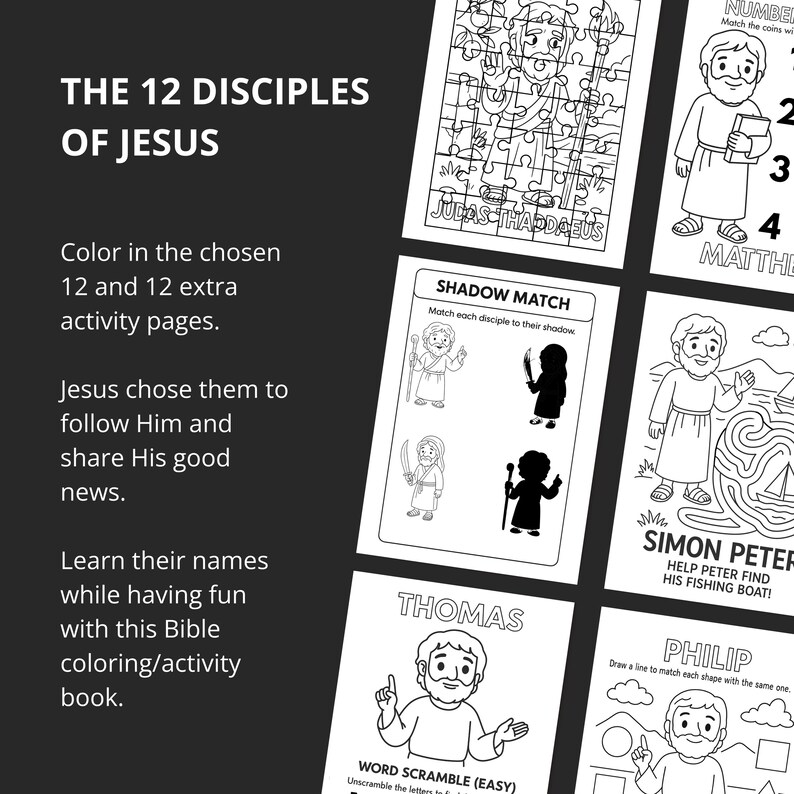 12 Apostles of Jesus Coloring & Activity Book | Printable Bible ...